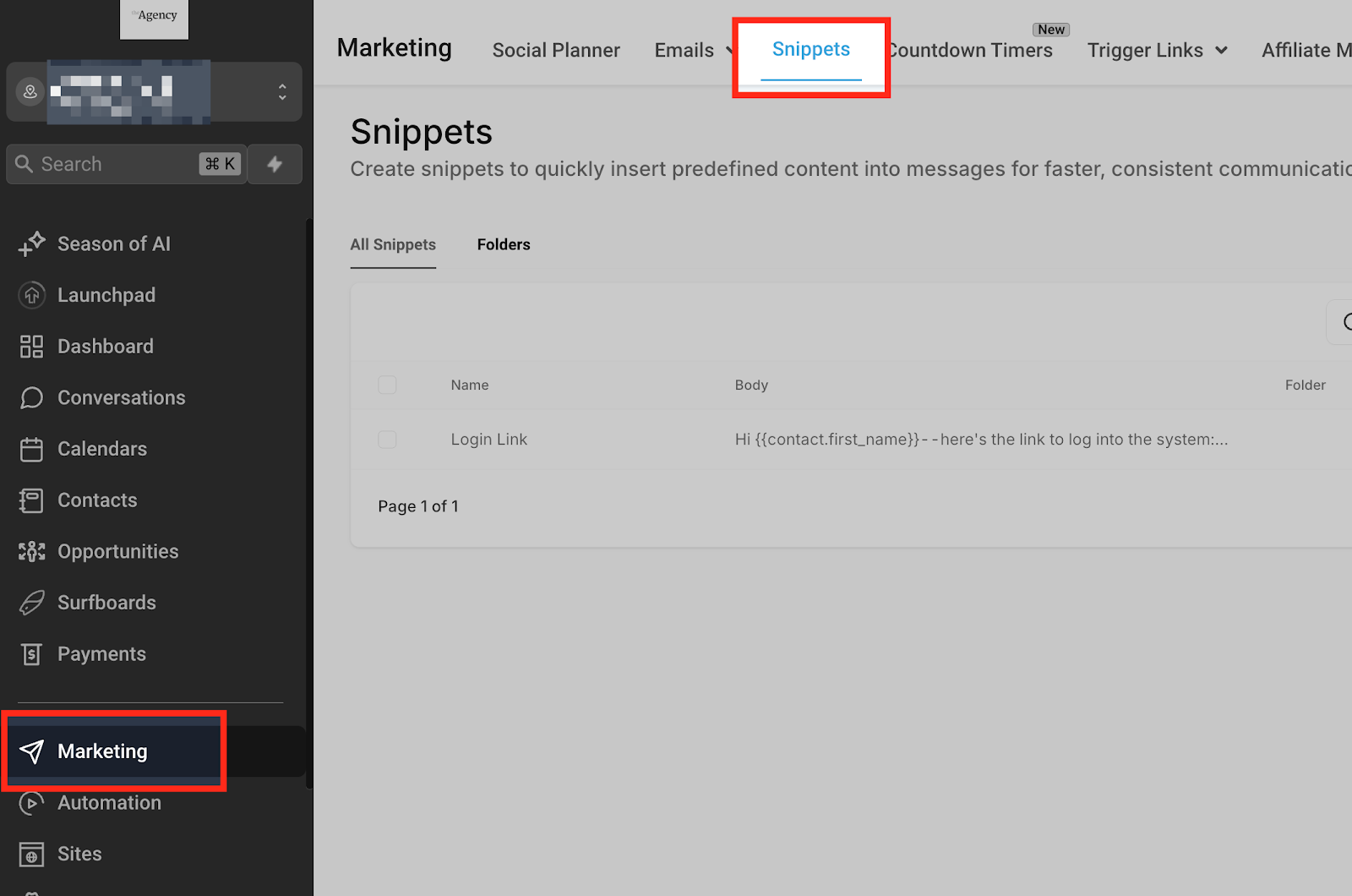 Conversations - Snippets – Knowledge Base