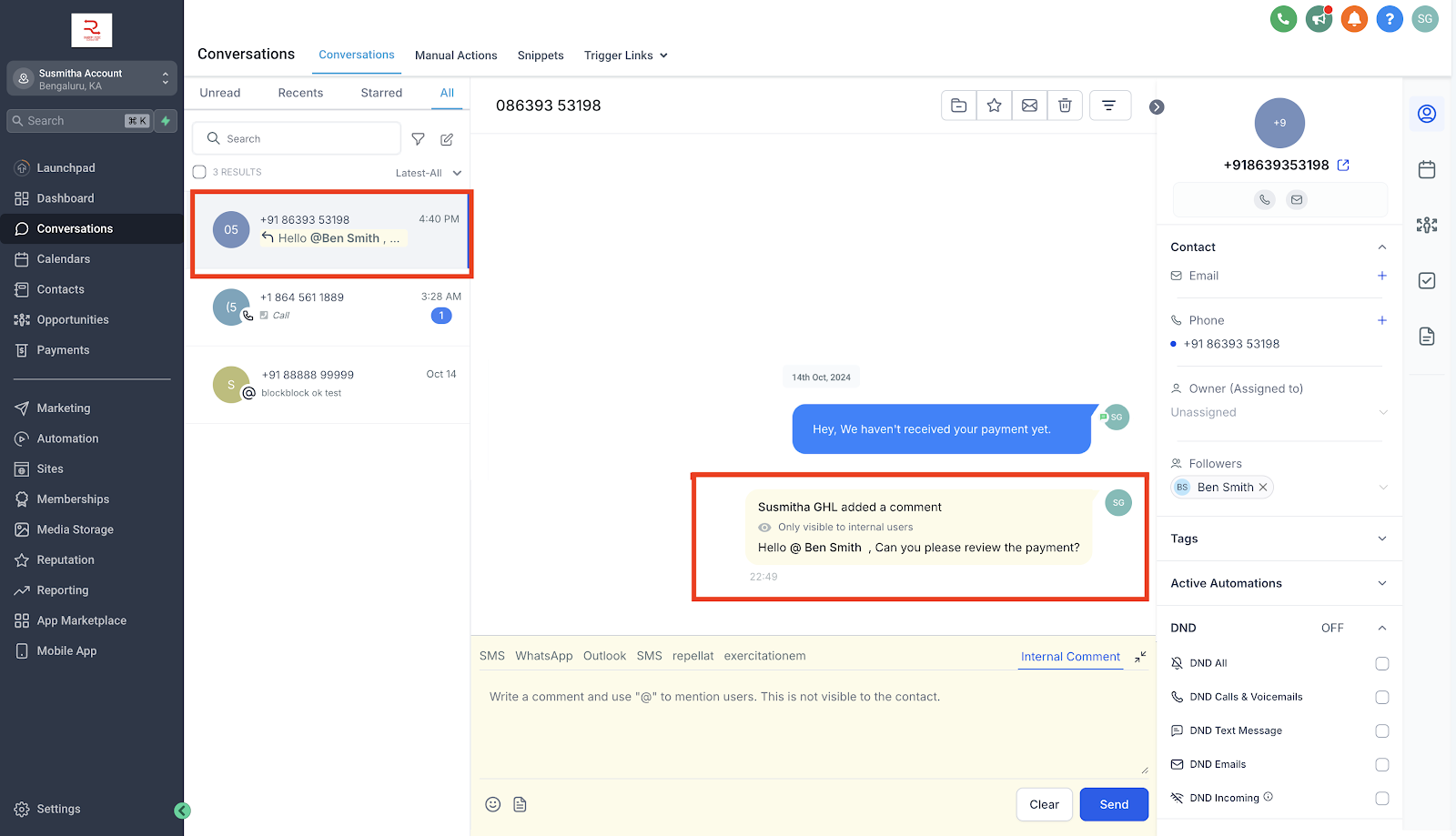 Conversations: Adding Internal Comments and Mentioning Users – Knowledge Base