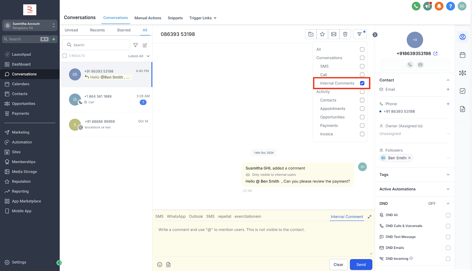 Conversations: Adding Internal Comments and Mentioning Users – Knowledge Base
